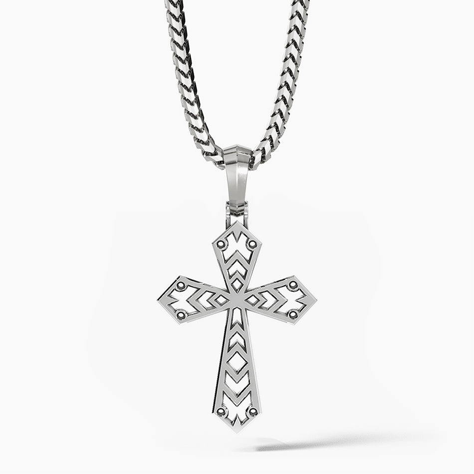 White gold silver cross necklace store