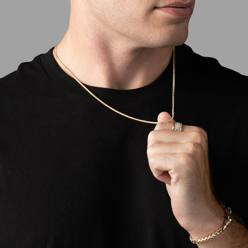 2mm Diamond Cut Franco Chain, Solid 14k Yellow Gold