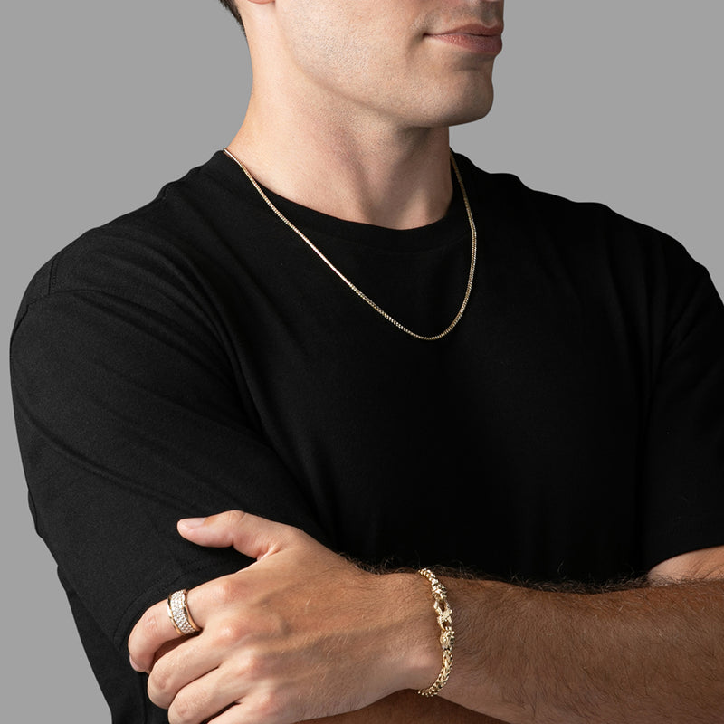 2mm Diamond Cut Franco Chain, Solid 14k Yellow Gold