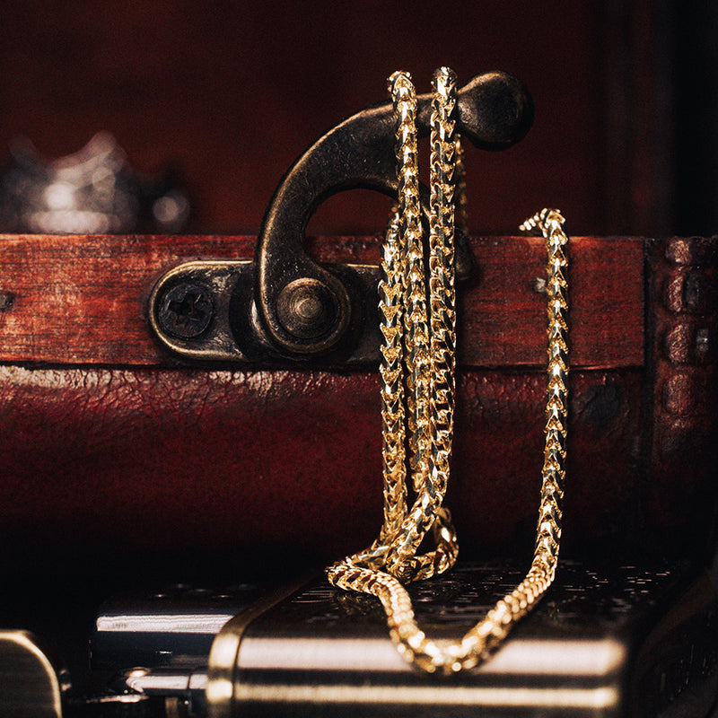 2mm Diamond Cut Franco Chain, Solid 14k Yellow Gold