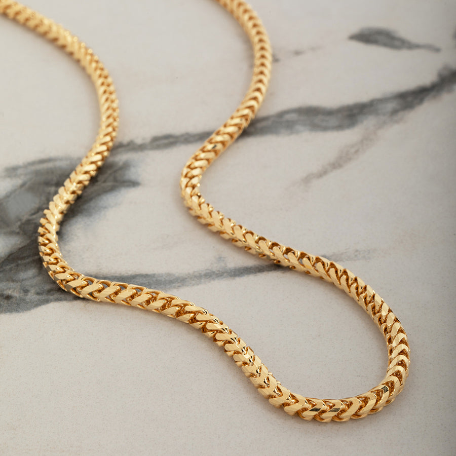 3.5mm Diamond Cut Franco Chain 14K Yellow Gold USA