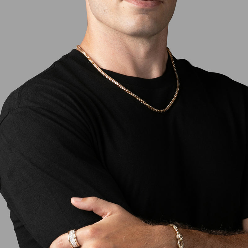 4mm Diamond Cut Franco Chain, 14k Gold Chain Men’s, Solid Gold Chain