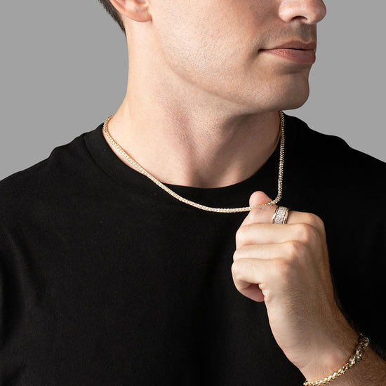 4mm Ice Chain, Solid 14k Gold, Two-Tone Diamond Look