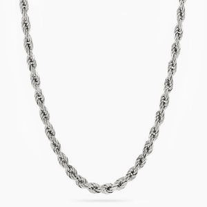 4mm Silver Rope Chain, Silver Chain for Men, Diamond Cut Rope Necklace