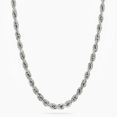 4mm Silver Rope Chain, Silver Chain for Men, Diamond Cut Rope Necklace
