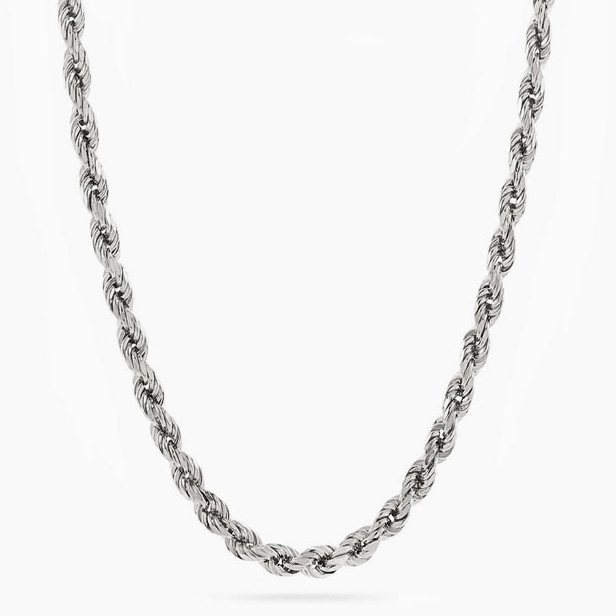 4mm Silver Rope Chain, Silver Chain for Men, Diamond Cut Rope Necklace