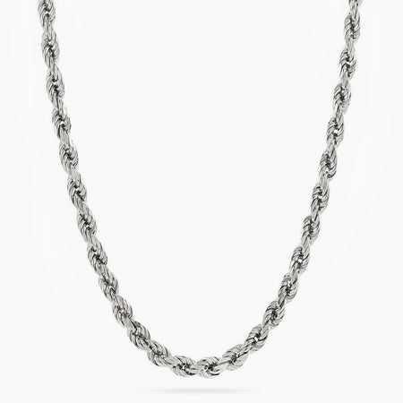 4mm Silver Rope Chain, Silver Chain for Men, Diamond Cut Rope Necklace
