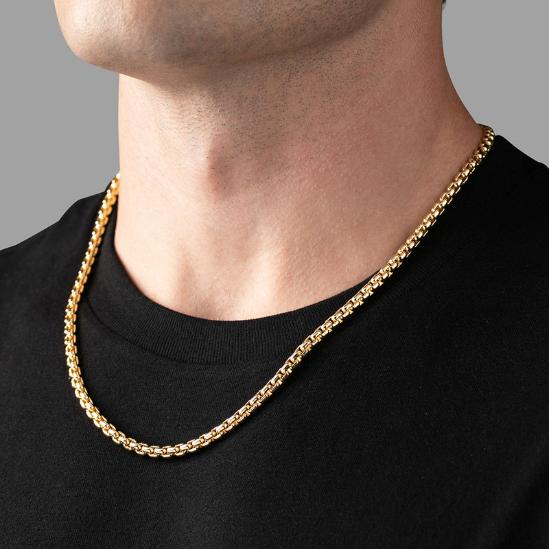 5mm Round Box Chain, Solid 14k Yellow Gold — Proclamation