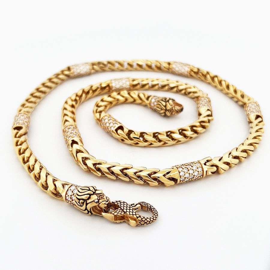 6mm, 10 carat Diamond-Paved, Diamond-Cut Franco Chain