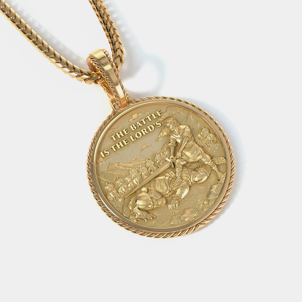 David & Goliath Solid Gold Pendant TRIUMPH