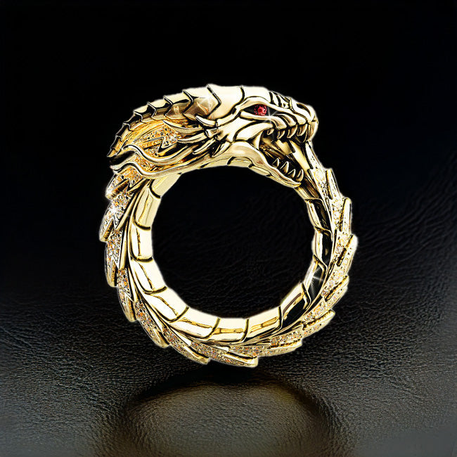 Gold Dragon Ring with Diamonds | Forged and Crafted for Kings ...