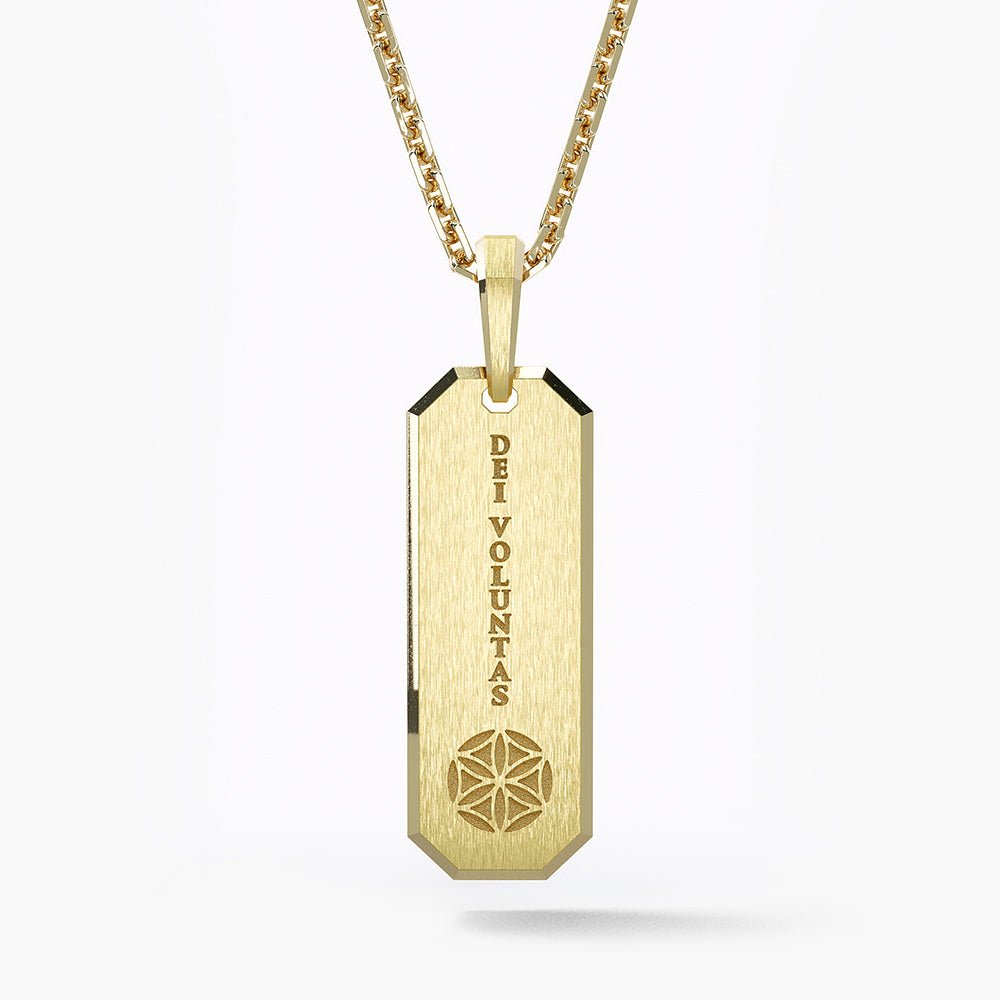 Flower of Life 14K Gold Dog Tag Pendant by Proclamation Jewelry 18K Gold