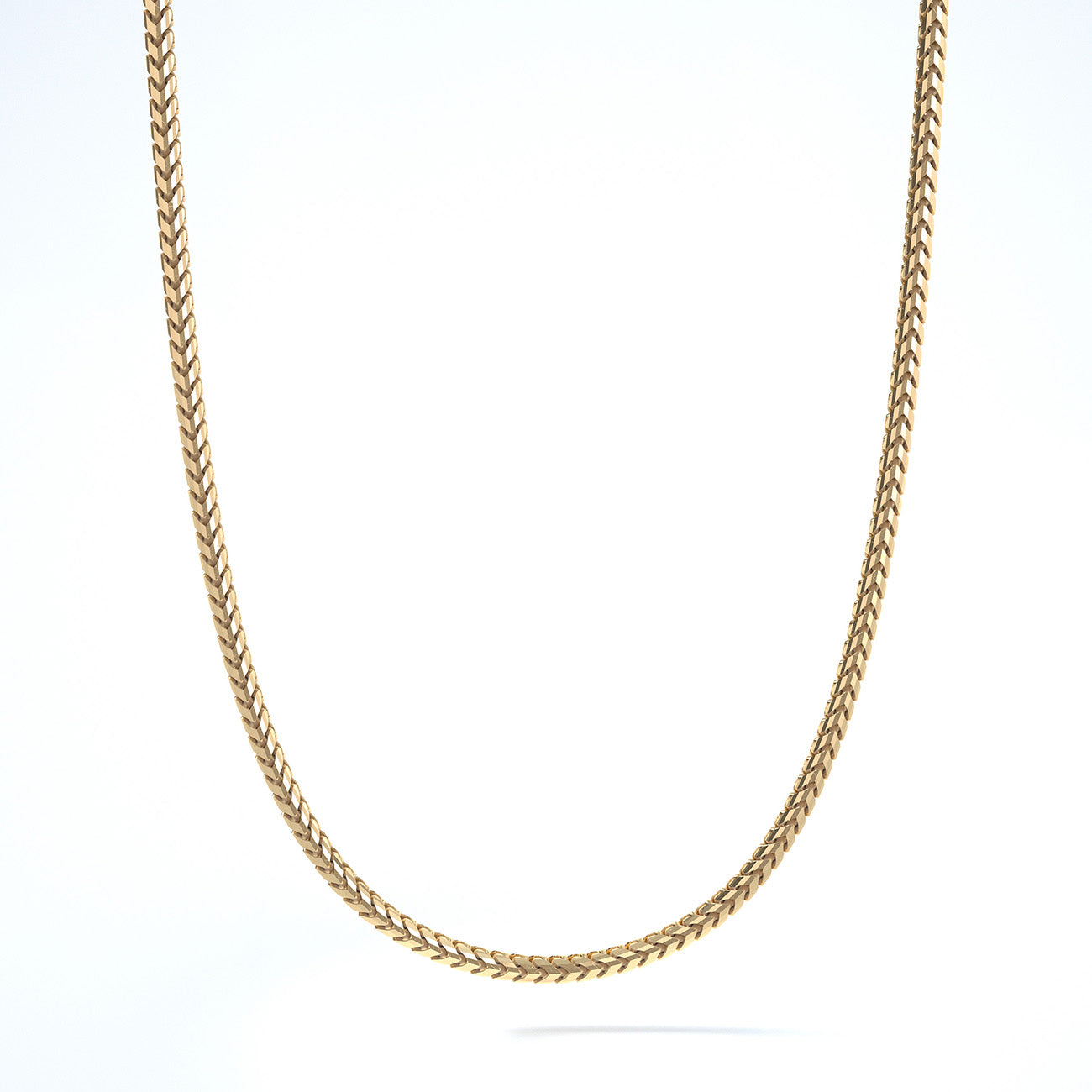 1.5mm Diamond Cut Franco Chain, Solid 14k Yellow Gold