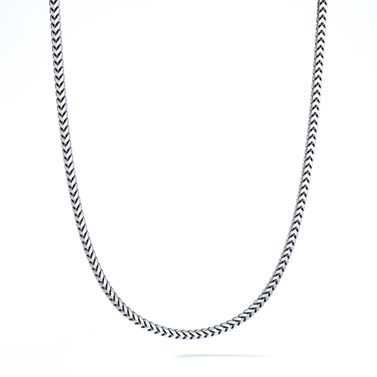 2mm Platinum Franco Chain Necklace Made in Italy