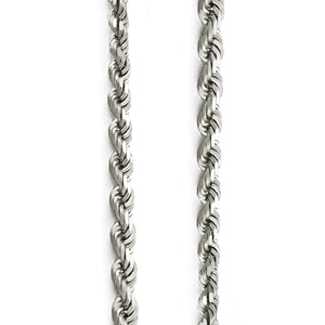 4mm Silver Rope Chain, Silver Chain for Men, Diamond Cut Rope Necklace