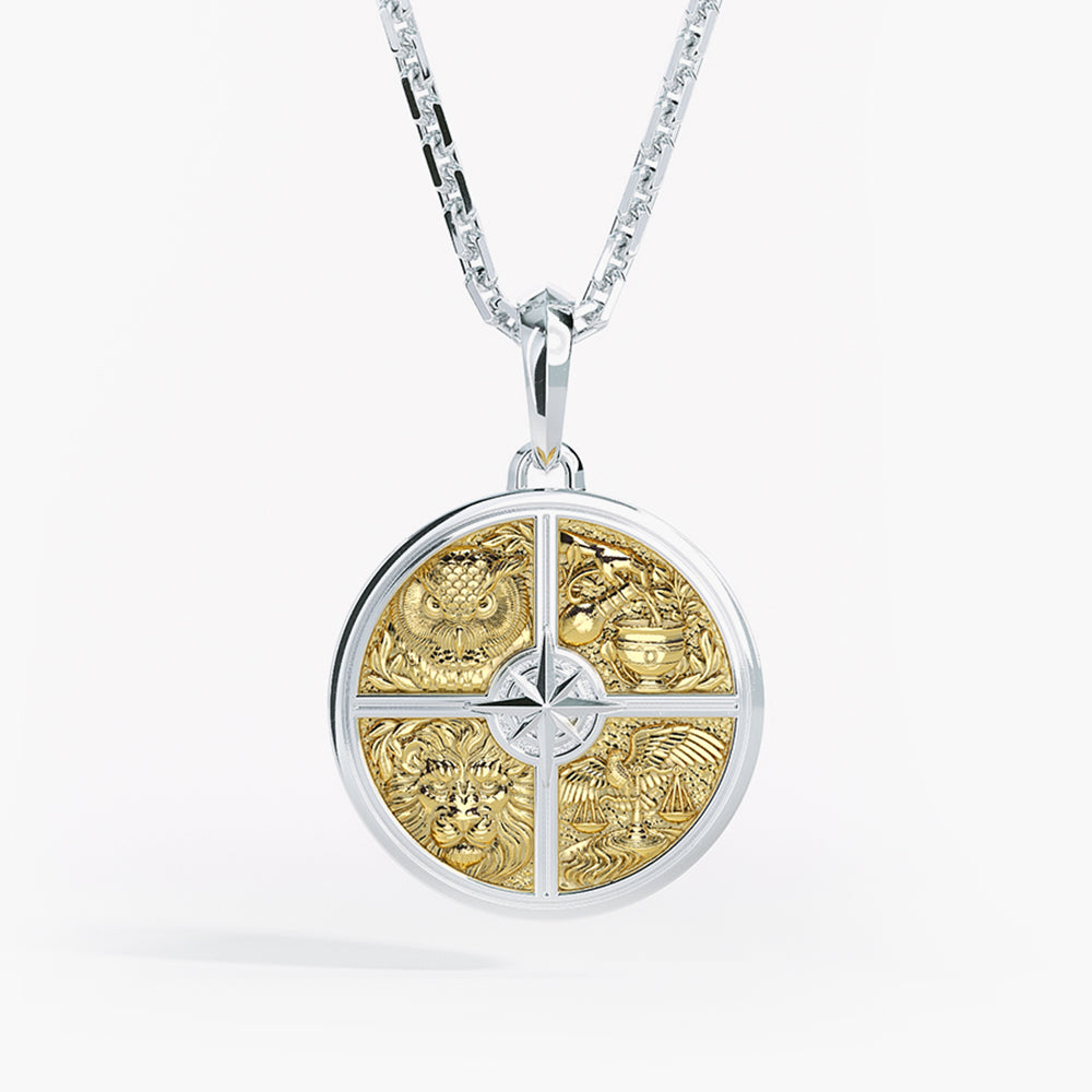 STOIC 4 VIRTUES - Silver & Fine Brass Pendant by Proclamation Jewelry
