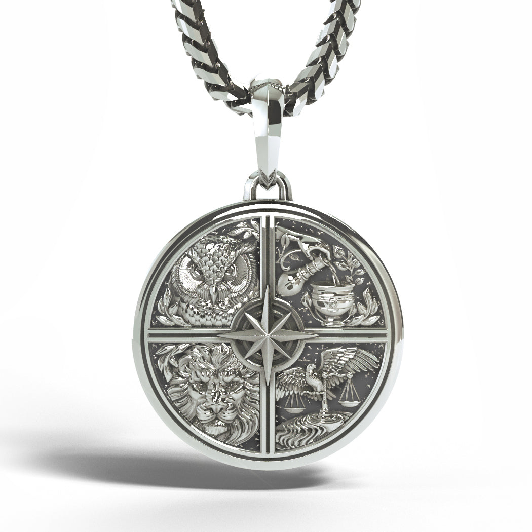 STOIC Four Virtues Silver Pendant for Men — Proclamation
