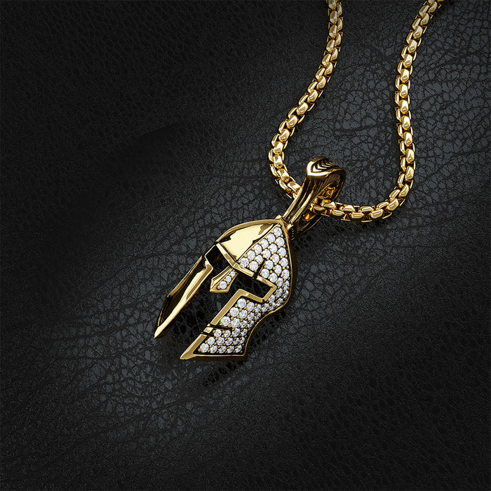 Diamond Spartan Pendant 14K Gold for Men