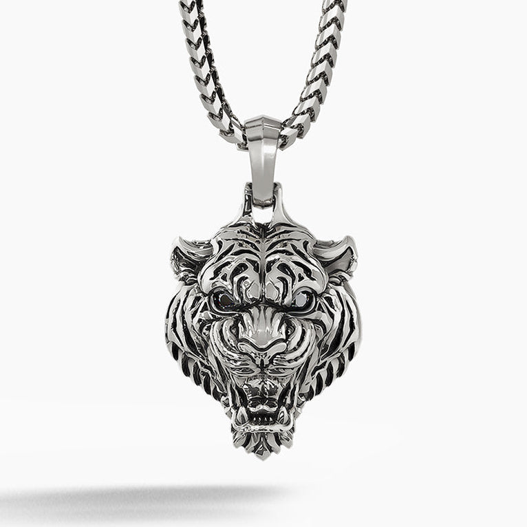 Silver Tiger Pendant for Men, Fiercely Designed