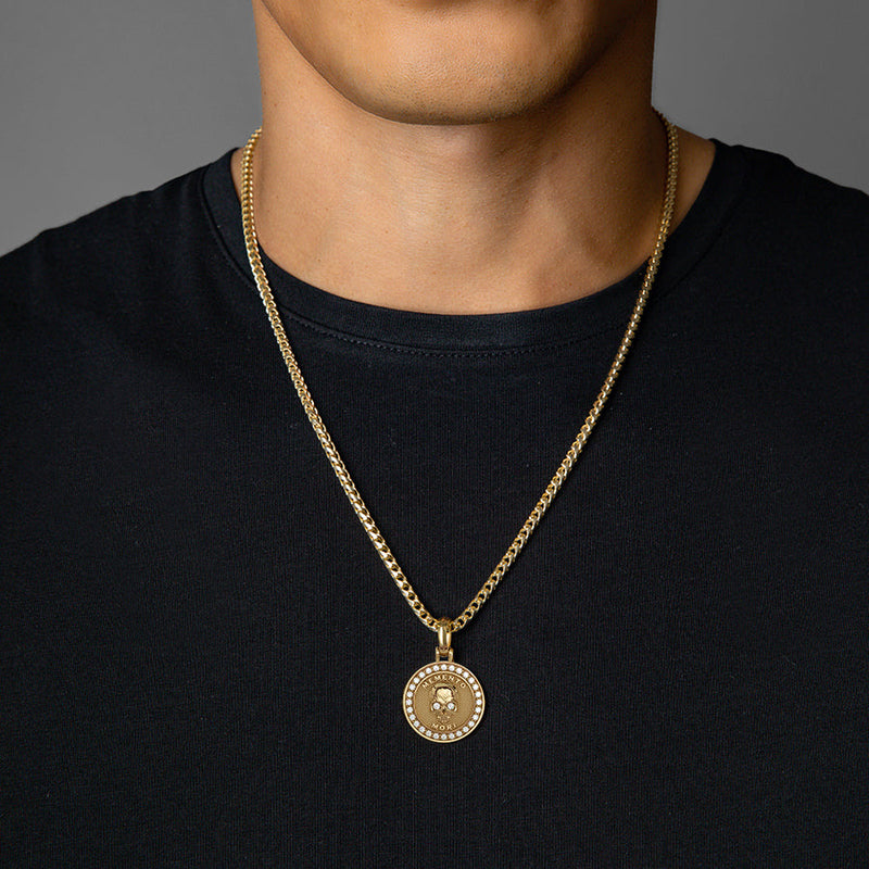 Gold Memento Mori Skull Pendant with Diamonds — Proclamation
