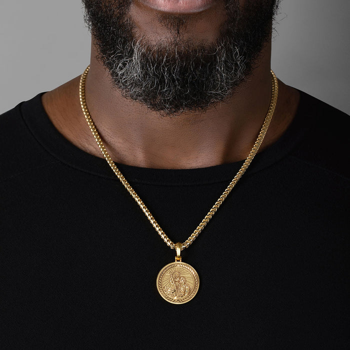 Gold St Christopher Pendant | Solid Necklace | Proclamation Jewelry