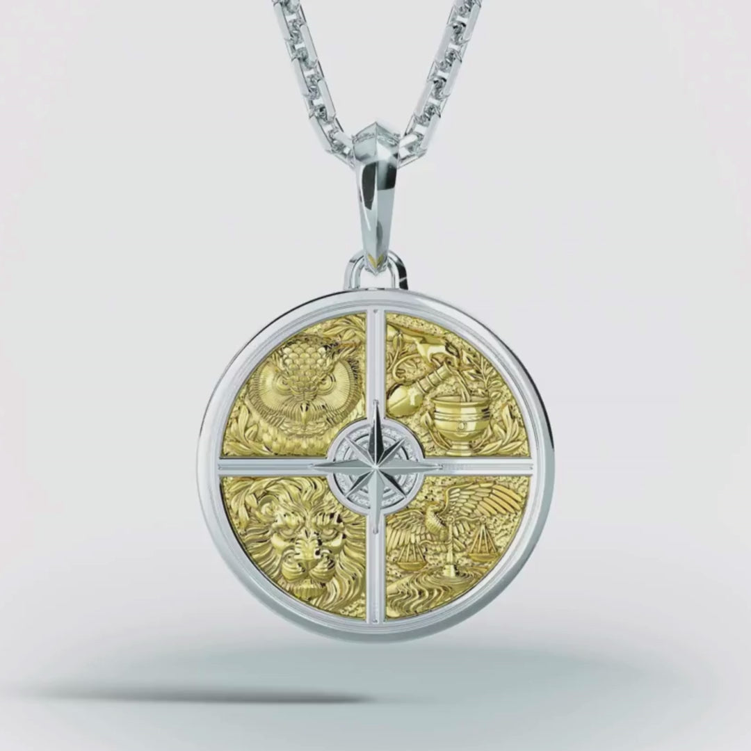 STOIC 4 VIRTUES - Silver & Fine Brass Pendant by Proclamation Jewelry
