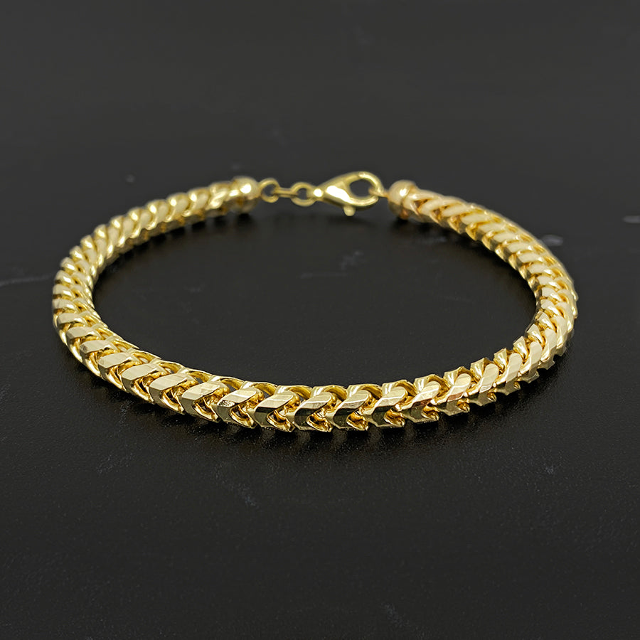 5mm Diamond Cut Franco Bracelet, 14k Gold Mens Bracelet, Solid Gold ...