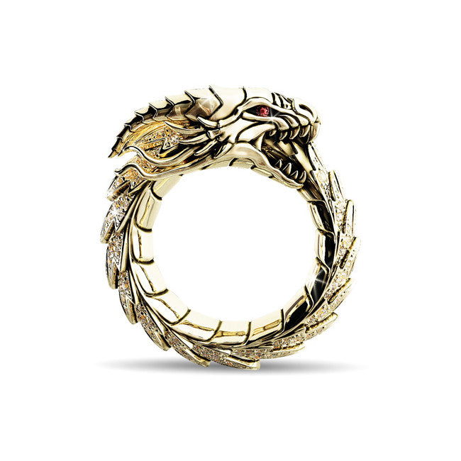 Gold Dragon Ring with Diamonds | Forged and Crafted for Kings ...