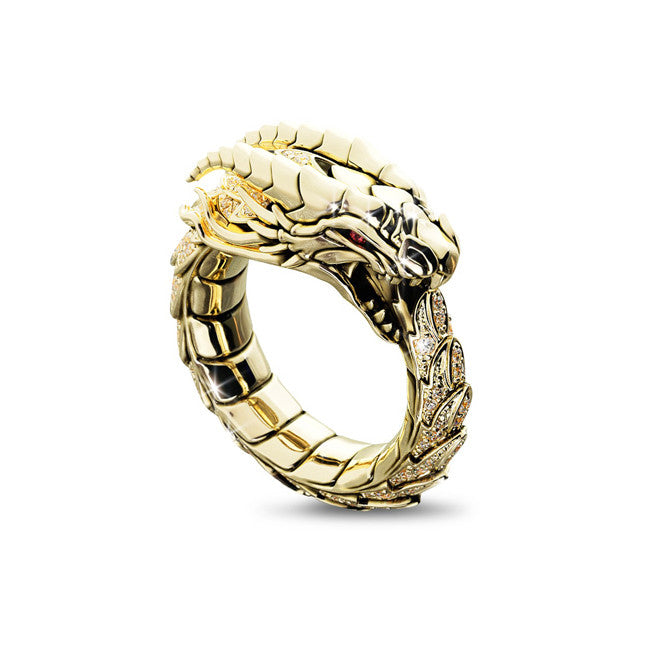 Gold Dragon Ring with Diamonds | Forged and Crafted for Kings ...