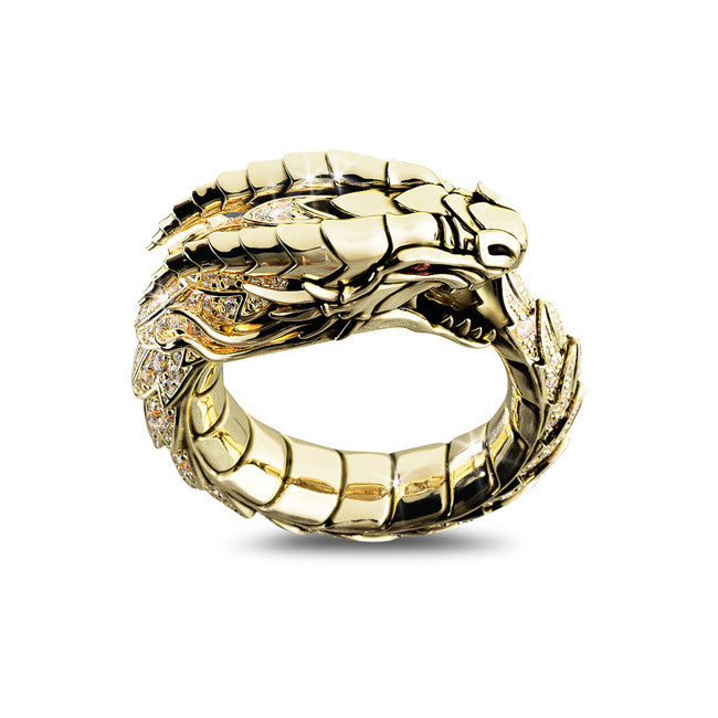 Gold Dragon Ring with Diamonds | Forged and Crafted for Kings ...