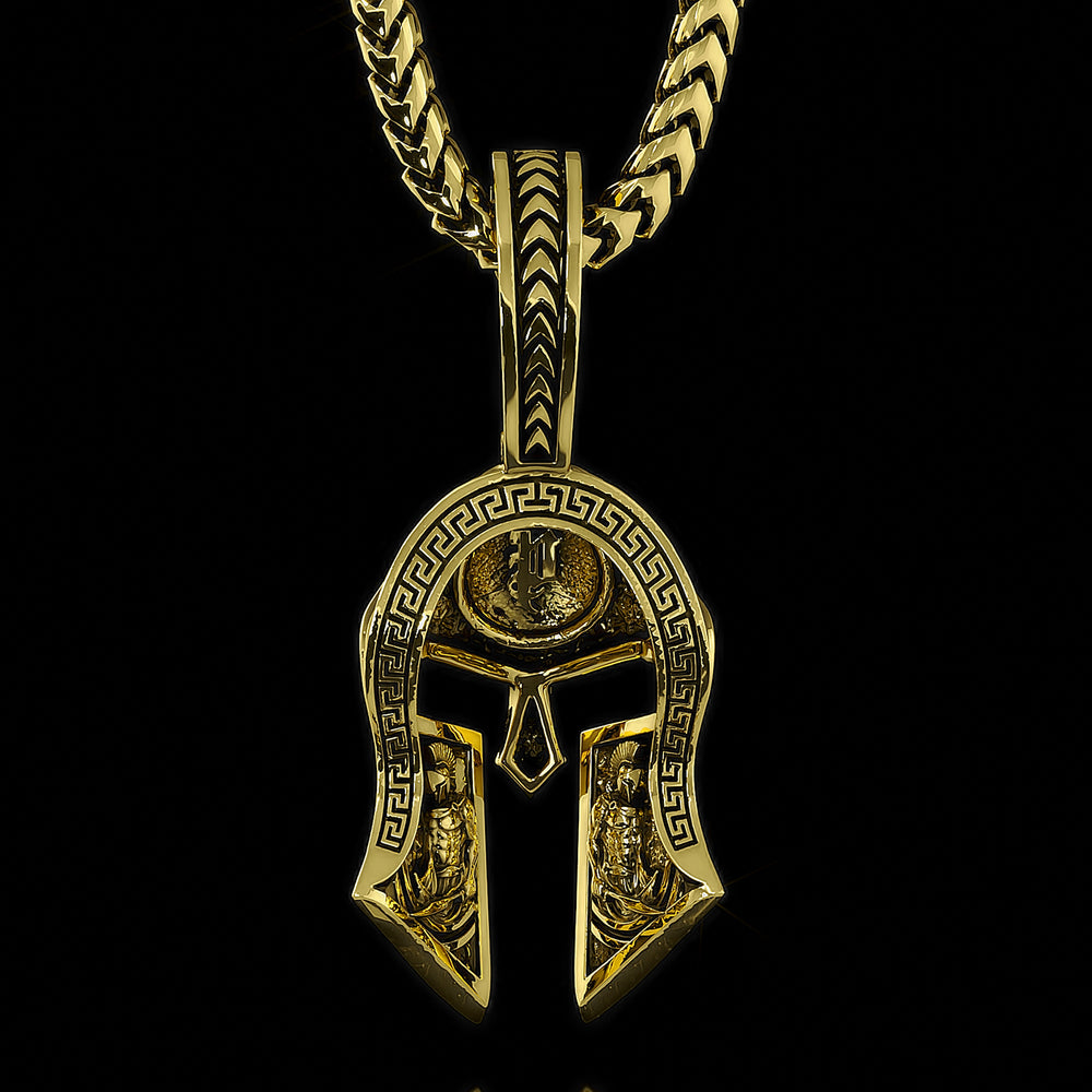 Gold Spartan Pendant, 14k Gold Mens Diamond Pendant - Proclamation