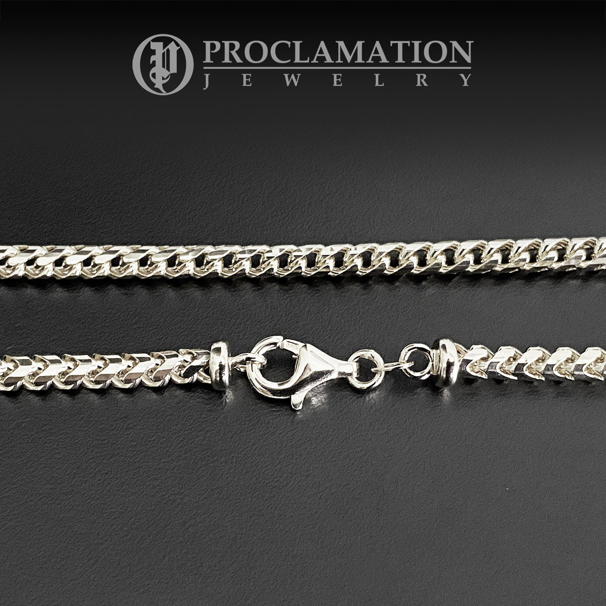 3mm Diamond Cut Franco Chain, 14k Gold Chain Men's, White 3mm Diamond Cut Franco Chain, 14k Gold Chain Men's, White
