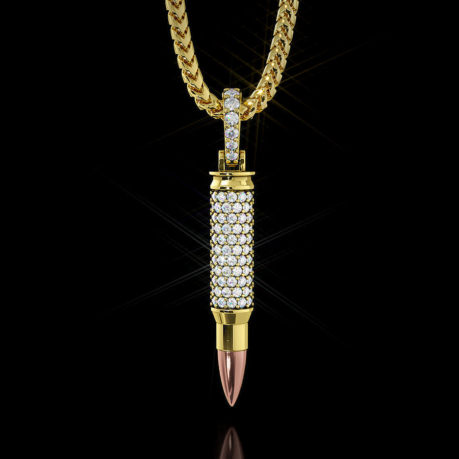 Diamond Bullet Pendant, Solid 14k Gold, Proclamation Jewelry