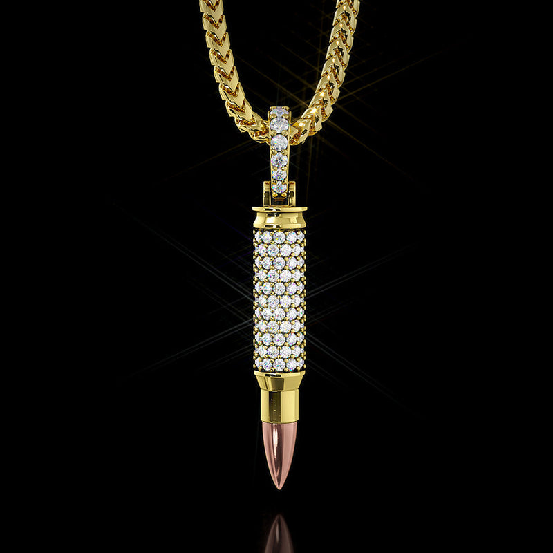 Diamond Bullet Pendant, Solid 14k Gold, Proclamation Jewelry