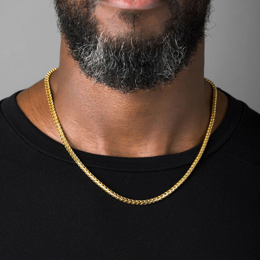 4mm Diamond Cut Franco Chain, 14k Gold Chain Men’s, Solid Gold Chain ...