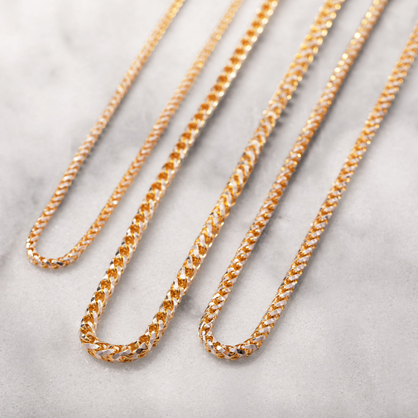 4mm Prism Cut Franco Chain, 14k Gold Chain Men’s, Solid Gold Chain