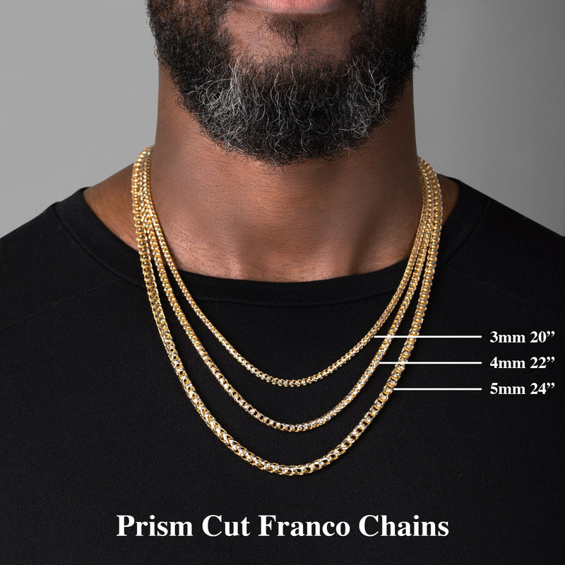 5mm Prism Cut Franco Chain, 14k Gold Chain Men’s, Solid Gold Chain ...
