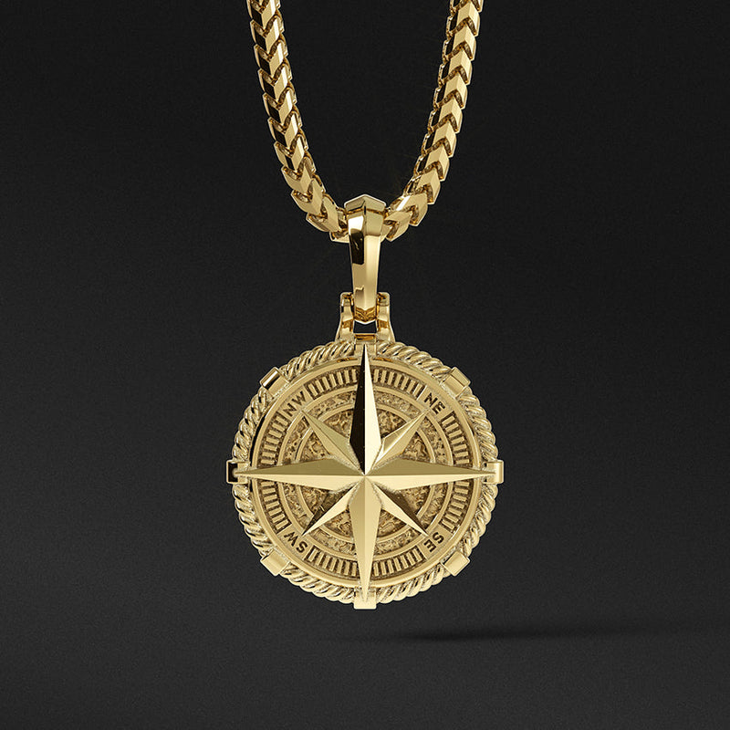 Mens Gold Compass Pendant, Gold Pendants for Men, Proclamation Jewelry