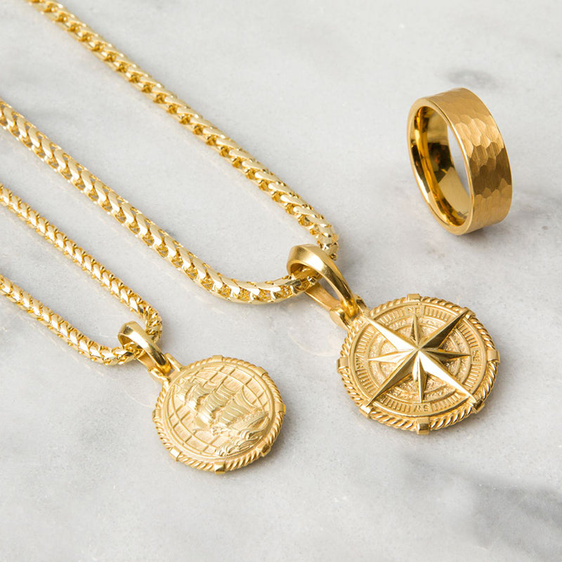 Mens Gold Compass Pendant, Gold Pendants for Men, Proclamation Jewelry