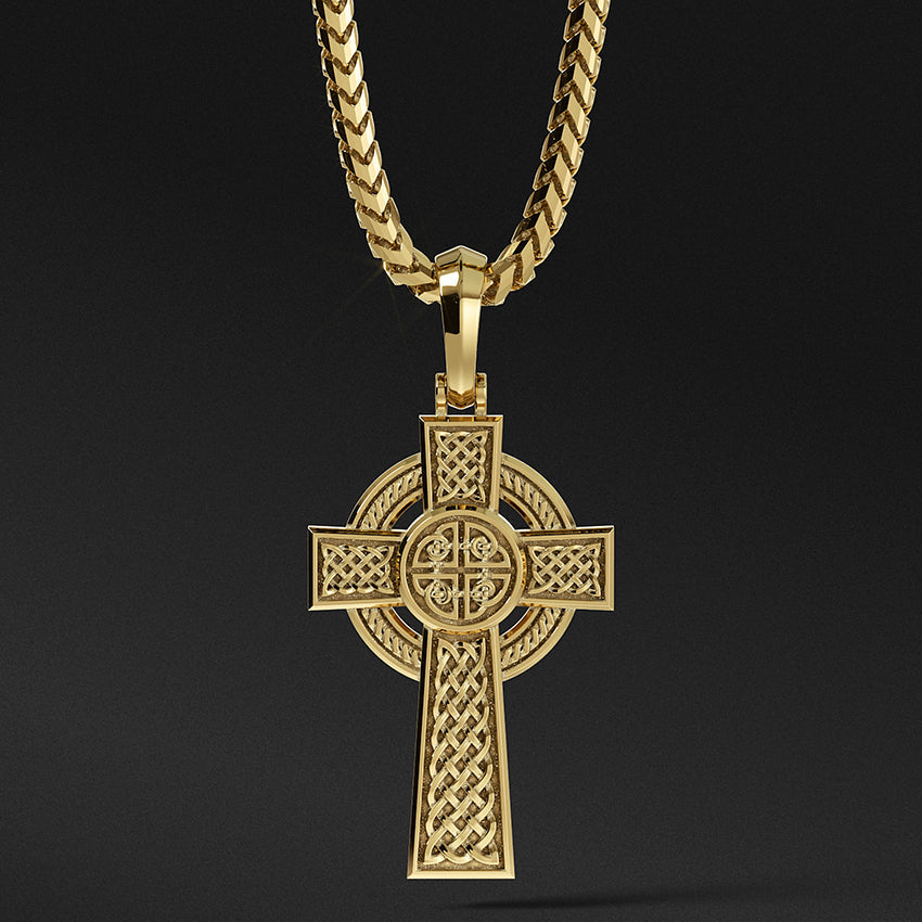 Celtic Gold Cross Pendant, Gold Cross Necklace by Proclamation Jewelry