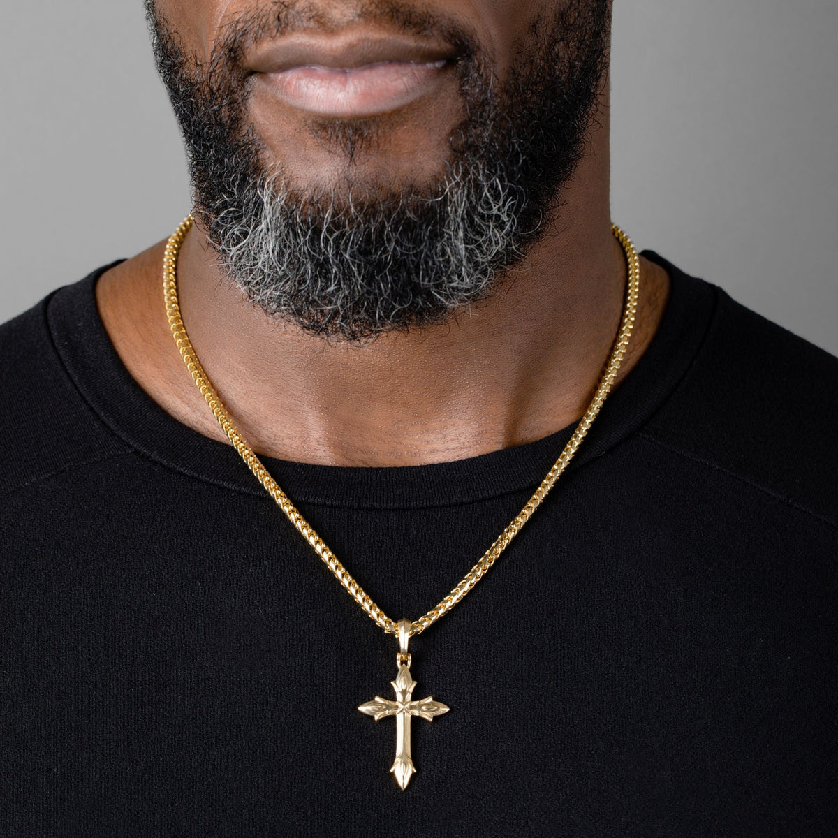 Mens Gold Cross Pendant, 14k Gold Cross Necklace — Proclamation