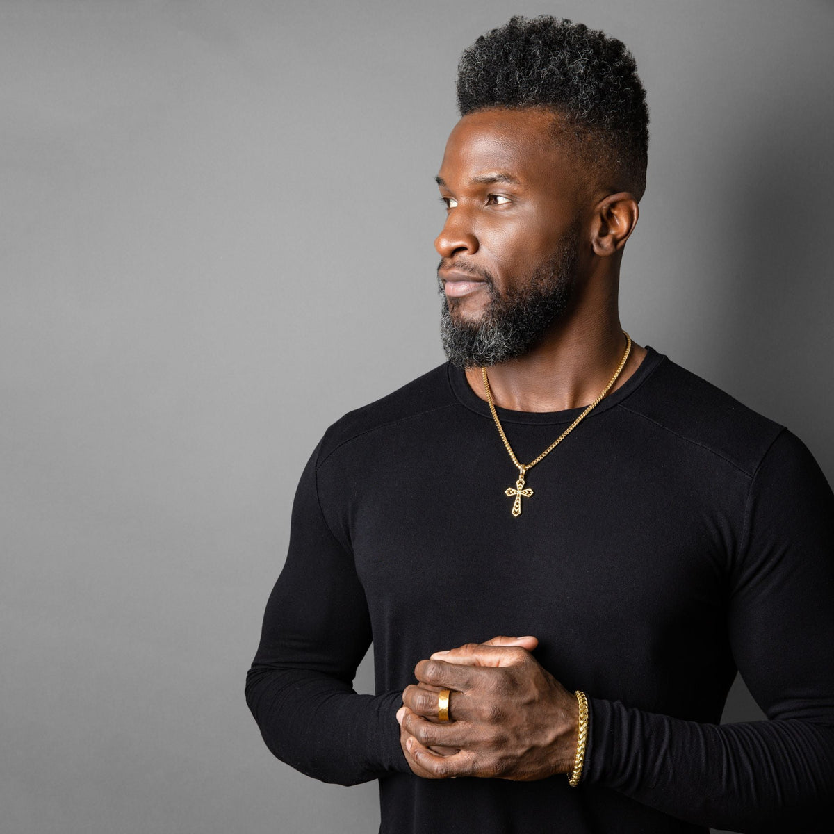 Mens Gold Cross Pendant, 14k Gold Cross Necklace, Proclamation Jewelry