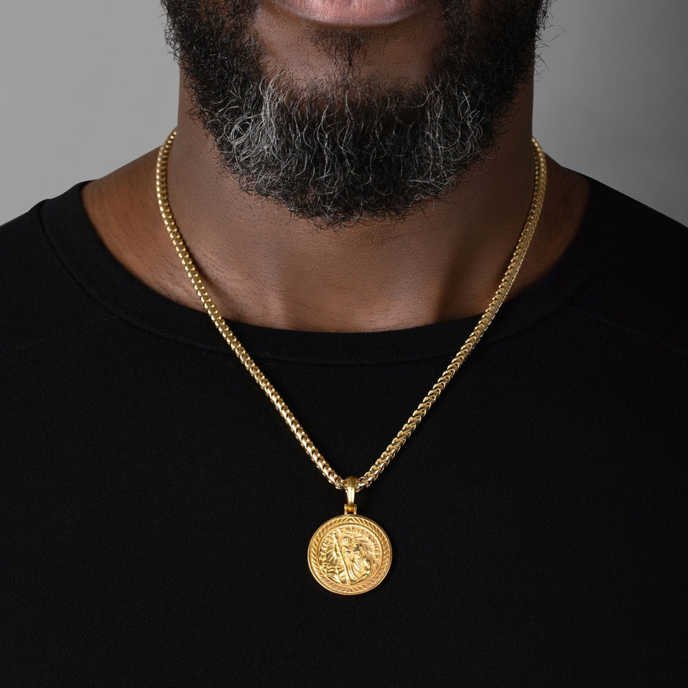 Gold St Christopher Pendant, Mens Gold Pendant, Proclamation Jewelry