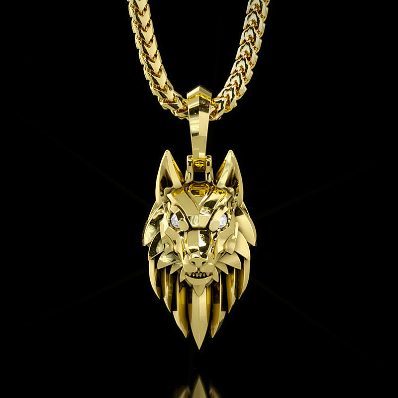 Gold Wolf Pendant, 14k Gold Wolf Pendant by Proclamation Jewelry